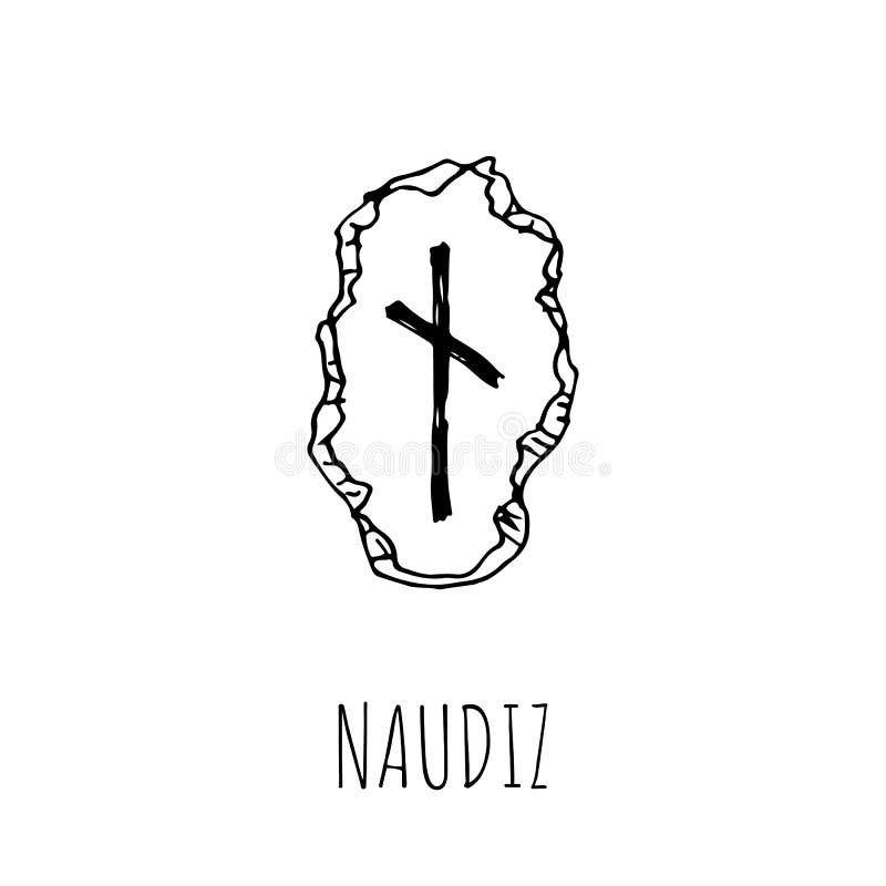 Naudiz Rune Written on a Stone. Vector Illustration Stock Vector ...