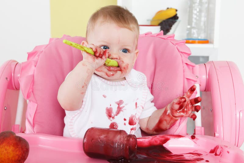 Naughty baby eating alone stock photo. Image of baby - 48866252