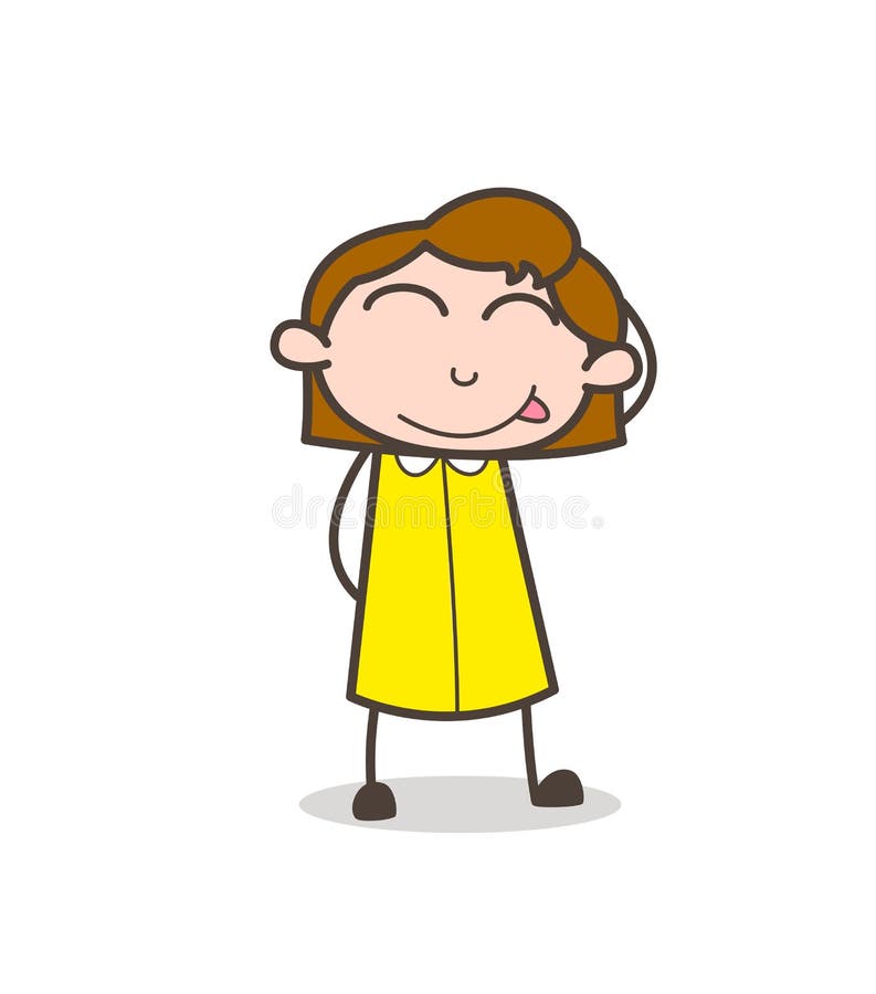 Blushing Expression - Cute Girl Cartoon Character Vector Illustration ...