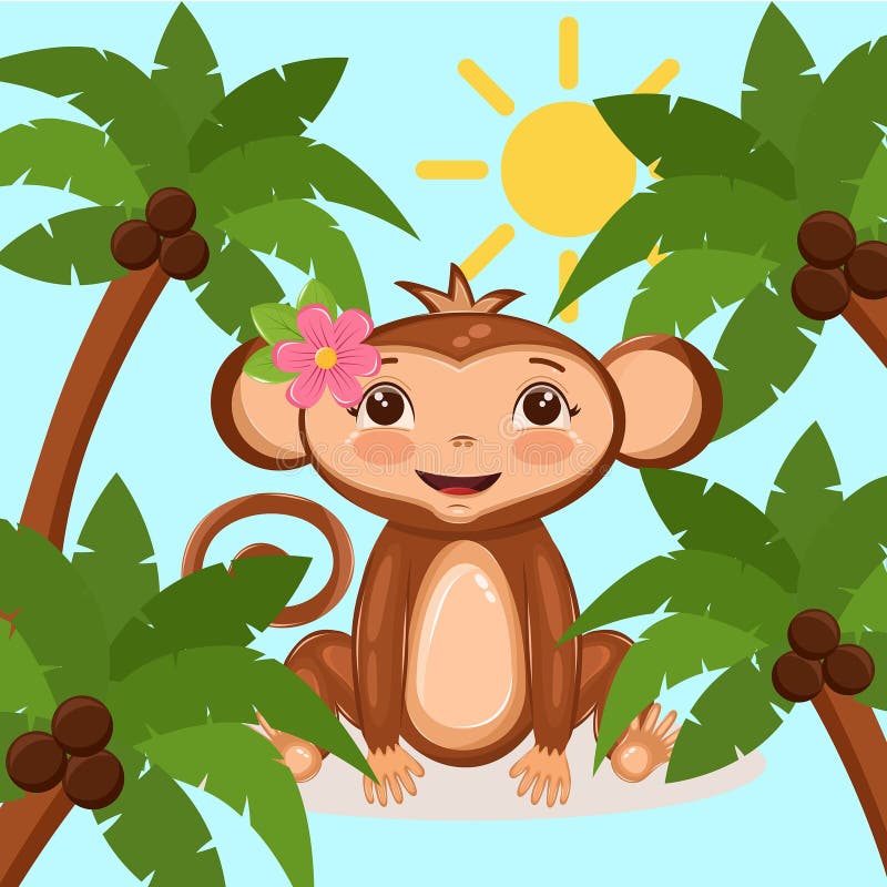 Naughty Monkey Cartoon stock illustration. Illustration of food - 255392074