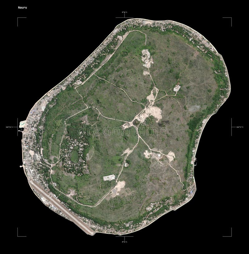 Nauru Shape on Black. High-res Satellite Stock Illustration ...