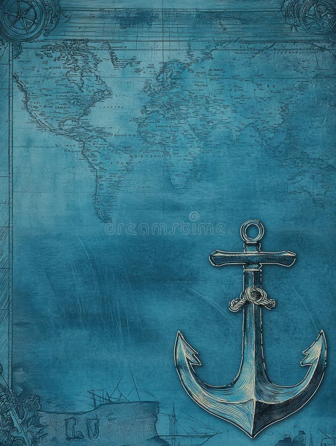 Nautical Anchor Against a Vintage Map Background for Creative Design ...