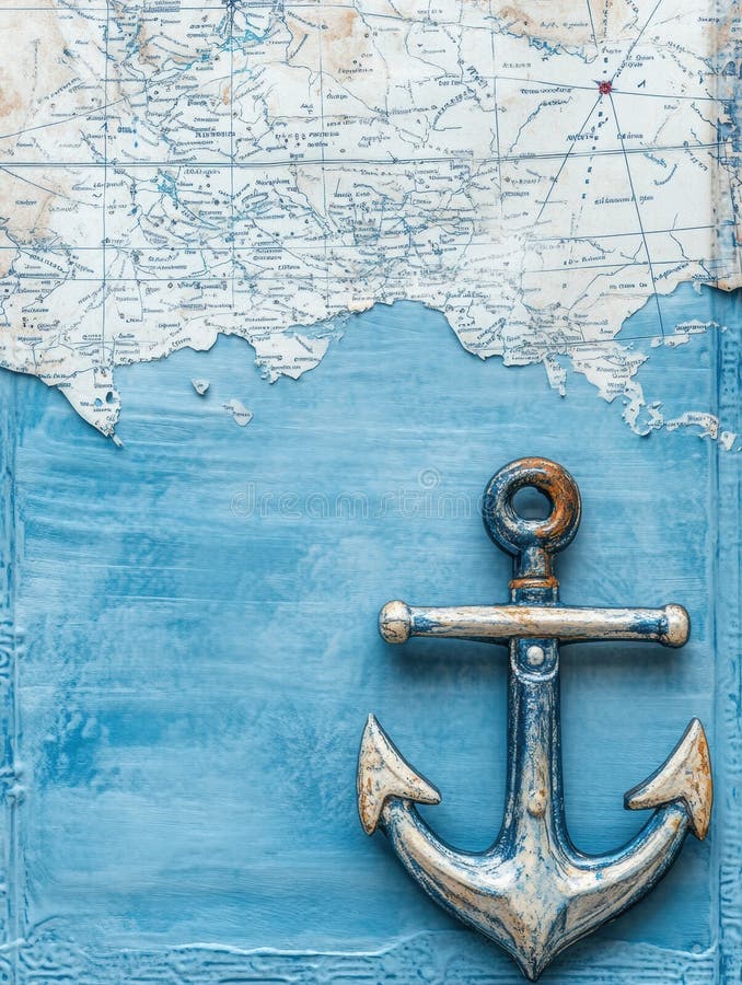 Nautical Anchor with Map Background Offering Ample Space for Text ...