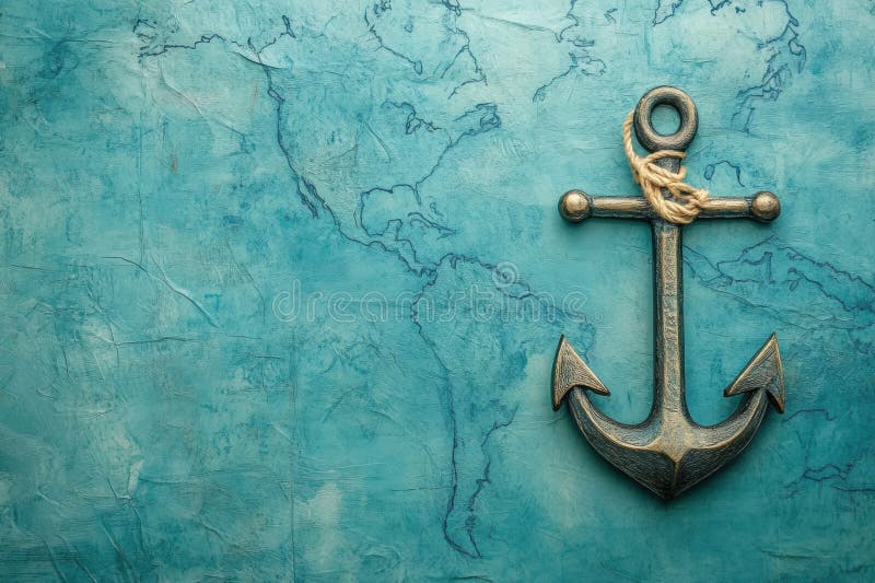 Nautical Anchor Positioned on a Textured Map Background Allowing for ...