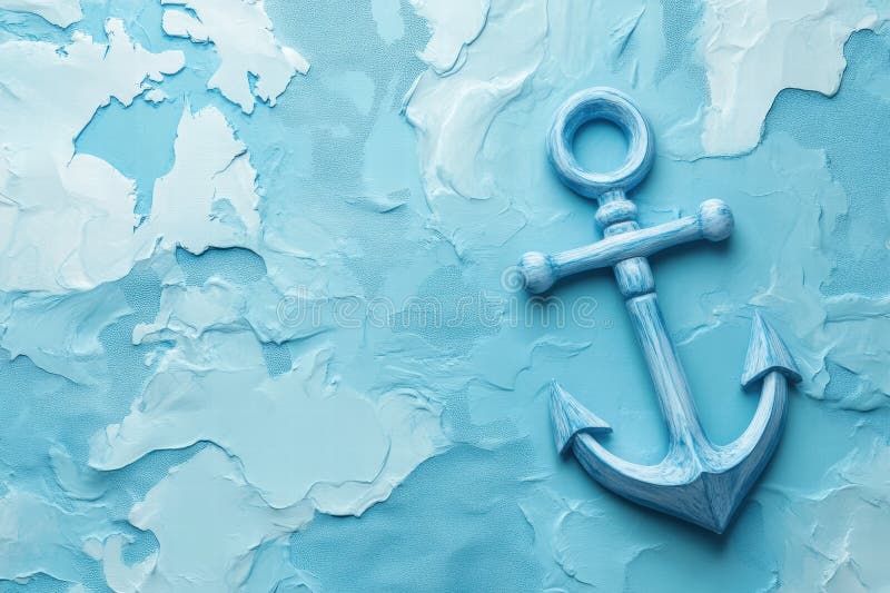 Nautical Anchor Resting on a Textured Nautical Map with Ample Copy ...