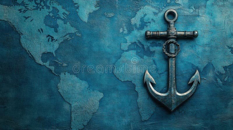 Nautical Anchor Resting on a Vintage Nautical Map with Ample Space for ...