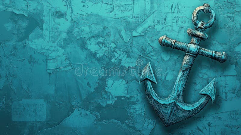Nautical Anchor on Textured Background with Map Elements and Space for ...