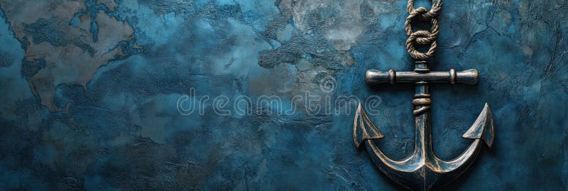 Nautical Anchor on a Textured Map Background with Ample Copy Space for ...