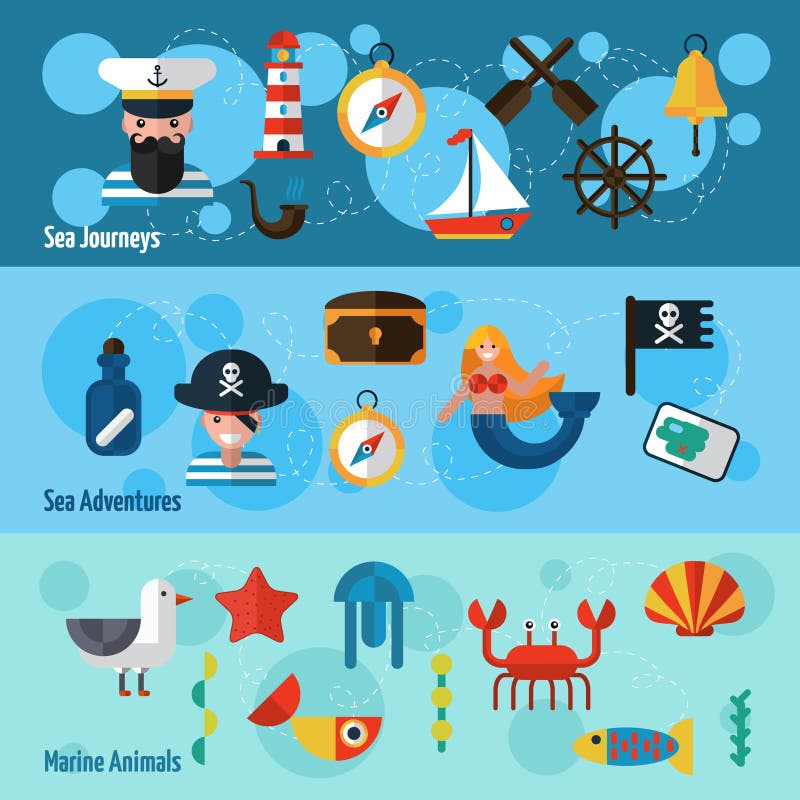 Nautical Banners Set stock vector. Illustration of advertising - 210423621
