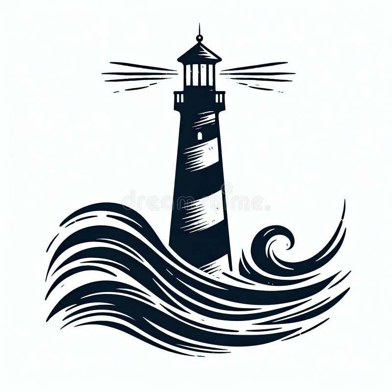 Nautical Beacon Illustration with Rough Lines Stock Illustration ...