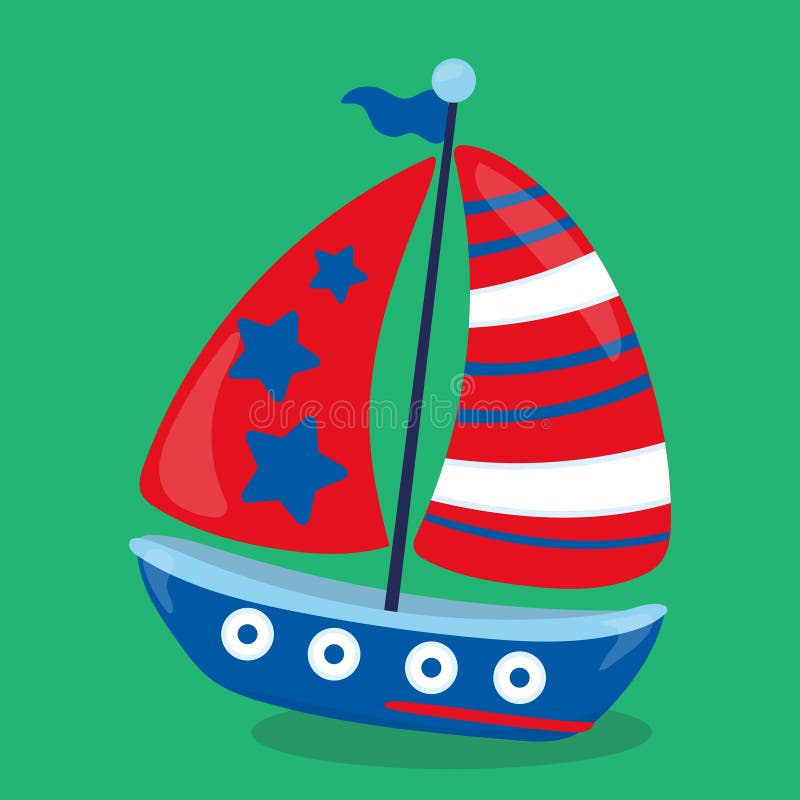 Nautical boat red 06 stock vector. Illustration of cartoon - 197987005