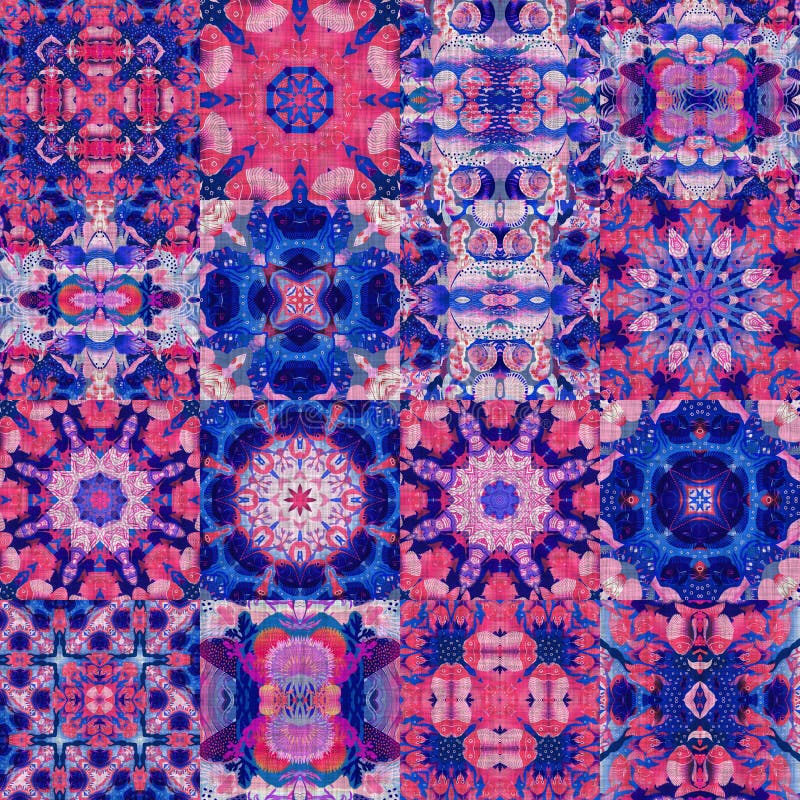 Nautical Boho Bandanna Coastal Patchwork Fabric Tile. Seamless Pattern ...