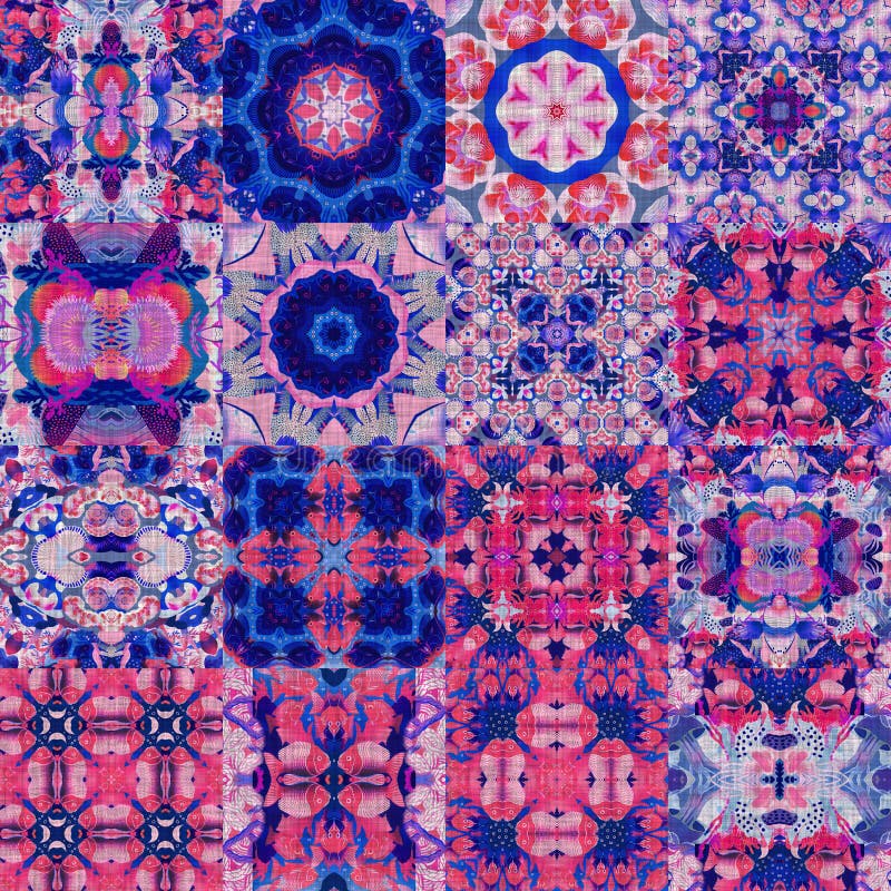 Nautical Boho Bandanna Coastal Patchwork Fabric Tile. Seamless Pattern ...