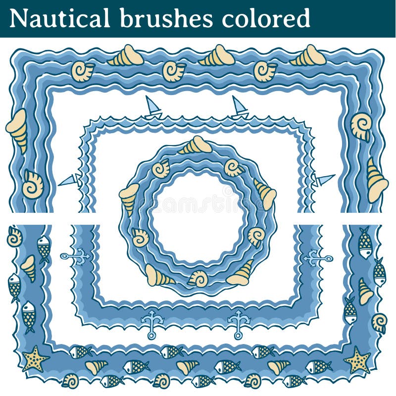 Nautical brushes colored stock illustration. Illustration of decorative ...