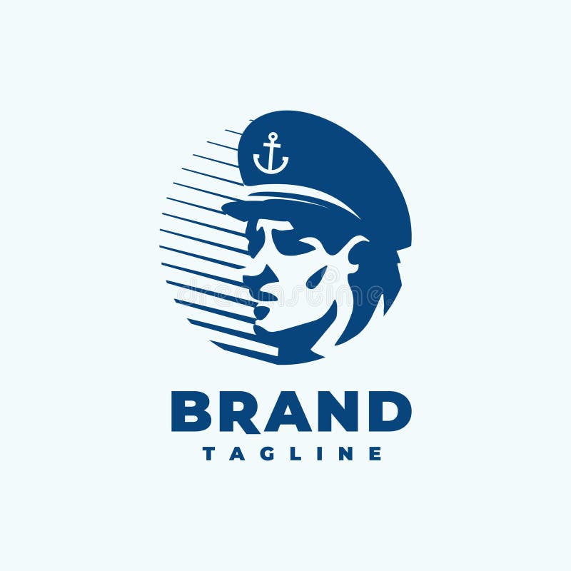 Nautical Captain Head Vector Logo Design Template Illustration Stock ...