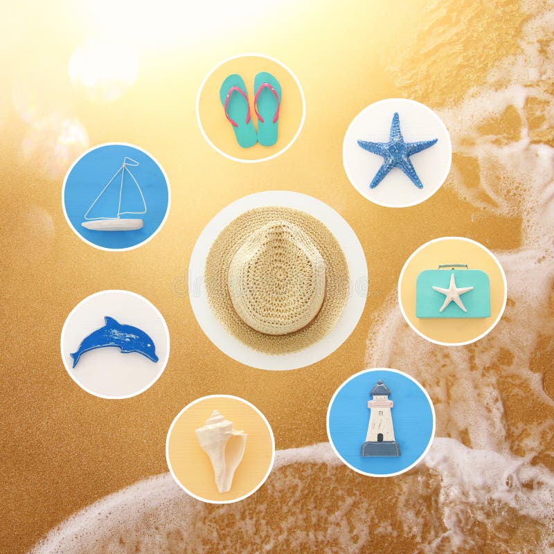 Nautical Collage with Sea Life Style Objects. Stock Image - Image of ...