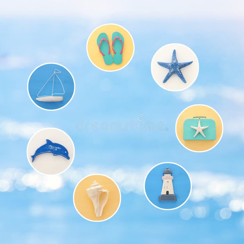 Nautical Collage with Sea Life Style Objects. Stock Photo - Image of ...