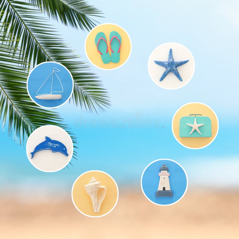 Nautical Collage with Sea Life Style Objects. Stock Photo - Image of ...