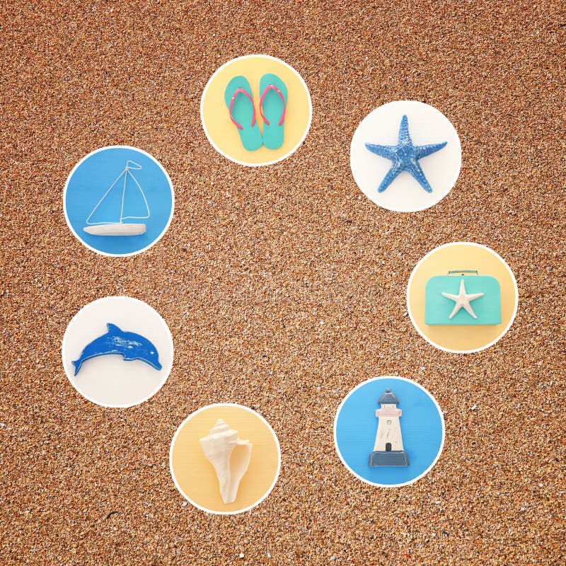 Nautical Collage with Sea Life Style Objects. Stock Photo - Image of ...