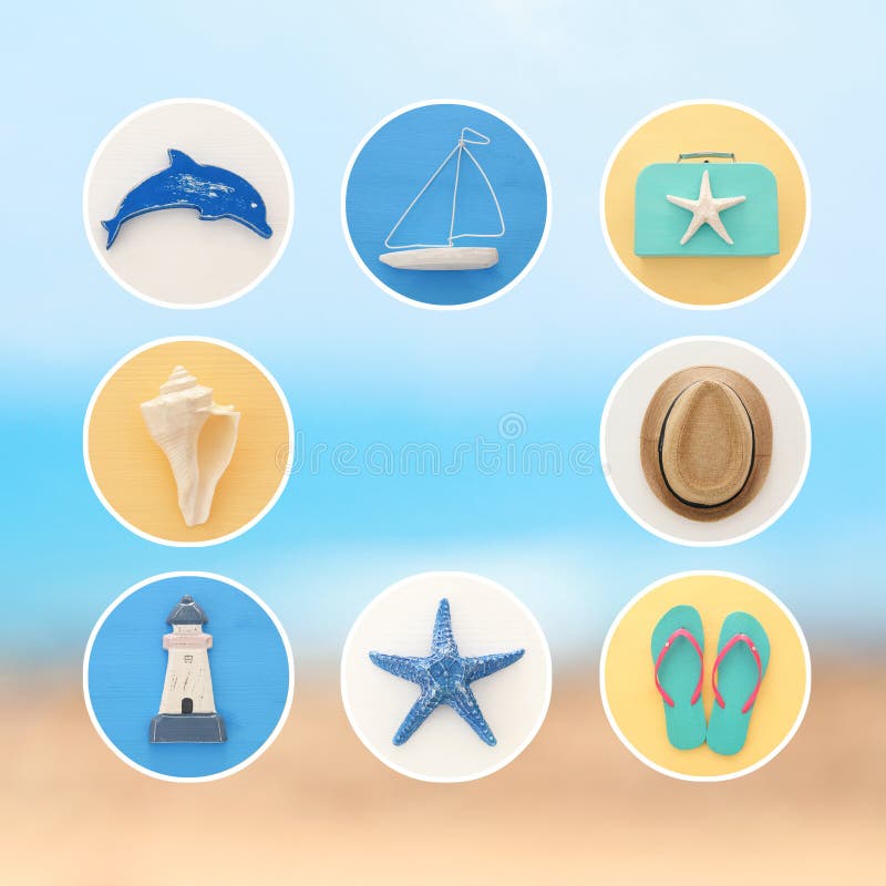 Nautical Collage with Sea Life Style Objects. Stock Image - Image of ...