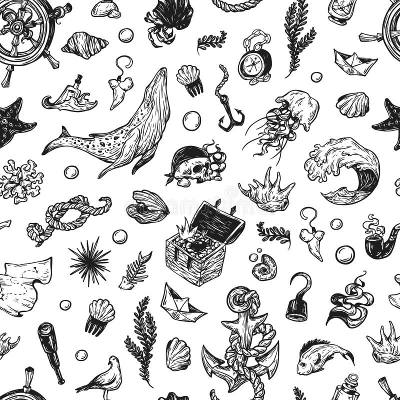 Nautical collection. stock vector. Illustration of pearl - 81905959