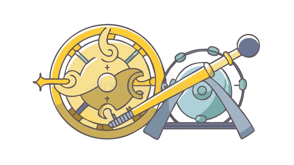 Nautical Compass with Gears, Symbolizing Navigation, Mechanics. Vector ...