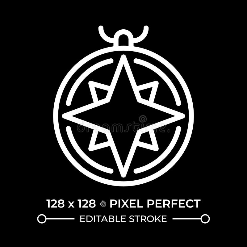 Nautical Compass Pixel Perfect White Line Icon in Negative Space Stock ...