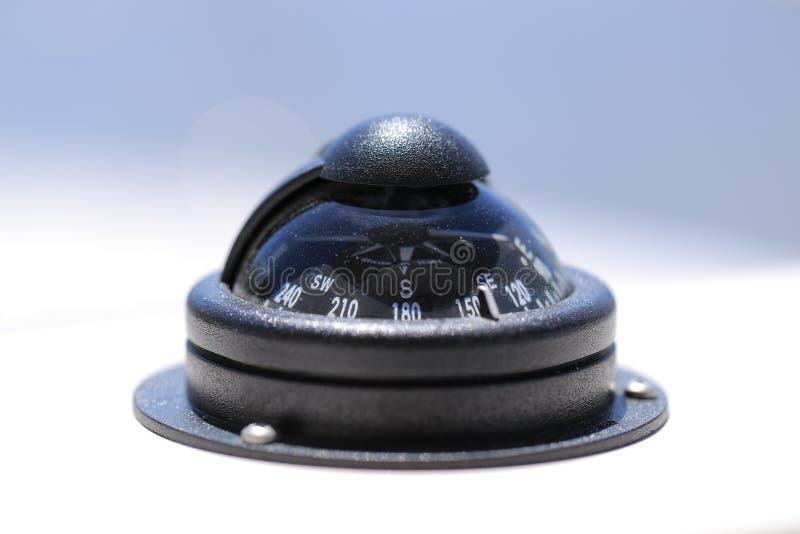 Nautical Compass on Sailing Yacht Close Up Stock Image - Image of ...