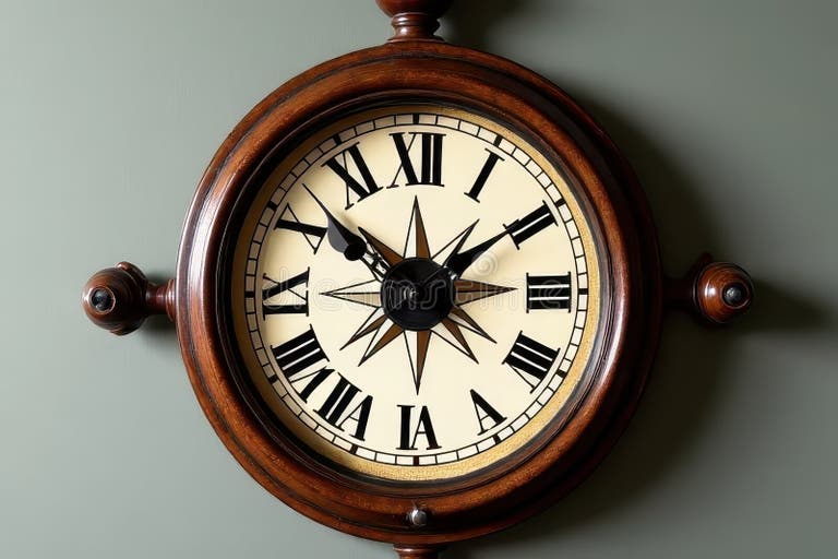 Nautical Compass Wall Clock Stock Illustration - Illustration of ...