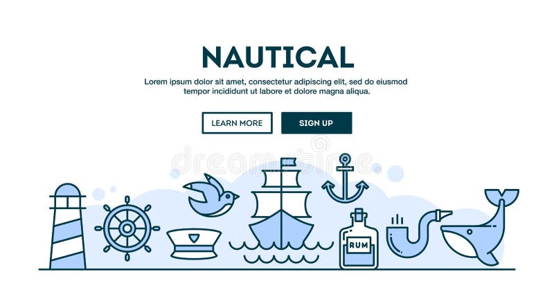 Nautical, Concept Header, Flat Design Thin Line Style Stock Vector ...