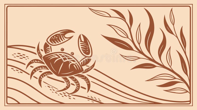 Nautical Crab Wave Frame, OceanThemed Vector Illustration. Vector ...