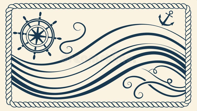 Ocean Wave Border, Nautical Decorative Vector Design Generative AI ...