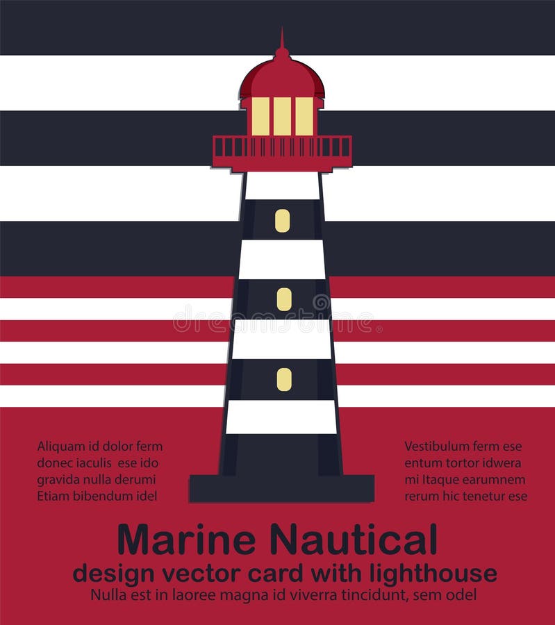 Nautical Design Card with Lighthouse Stock Vector - Illustration of ...