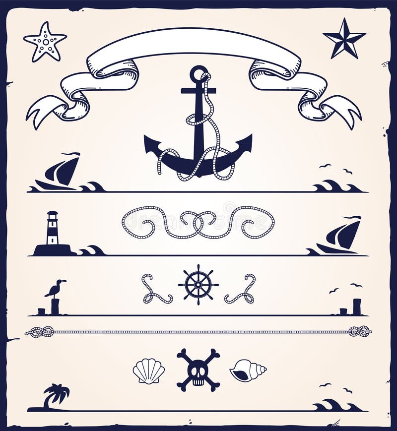 Nautical design elements stock vector. Illustration of ocean - 27673772