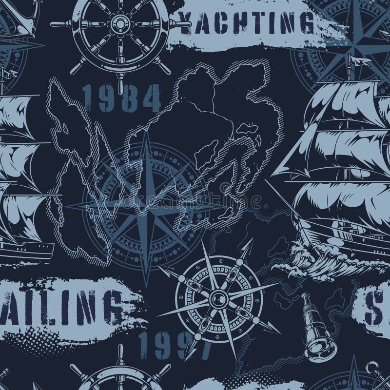 Nautical Design Featuring Sailing Themes and Ships Stock Illustration ...