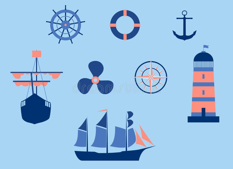 Nautical elements stock vector. Illustration of navy - 50293612