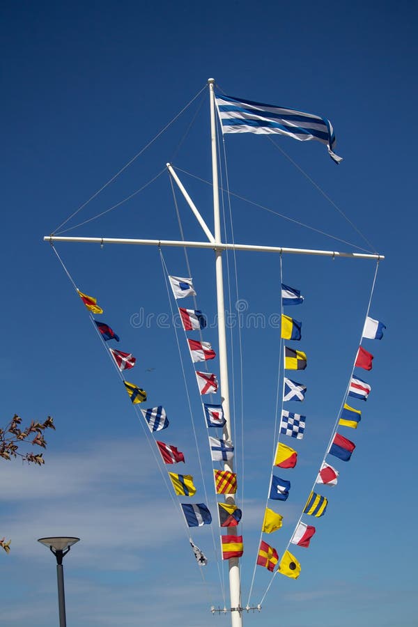 Nautical Flags Fluttering in the Wind Stock Photo - Image of military ...