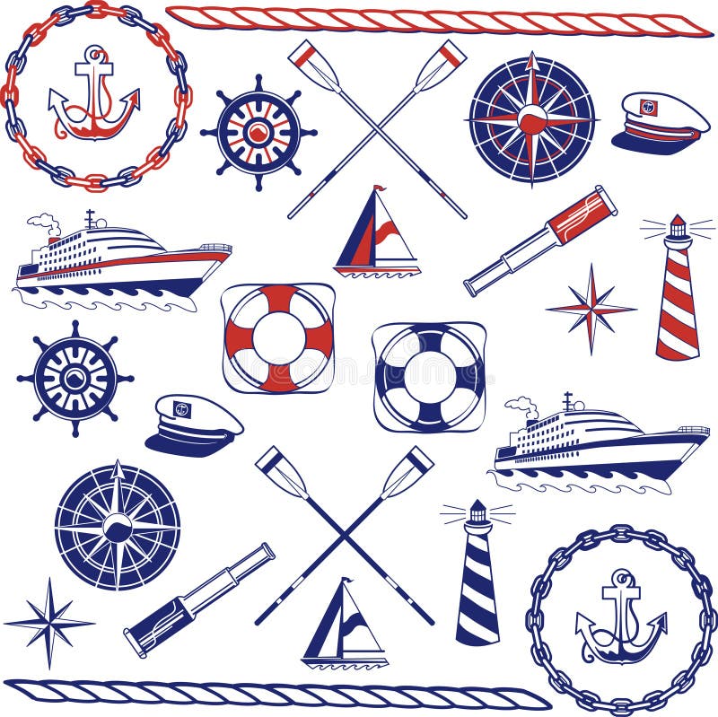 Nautical Icon Set stock vector. Illustration of buoy - 16154375