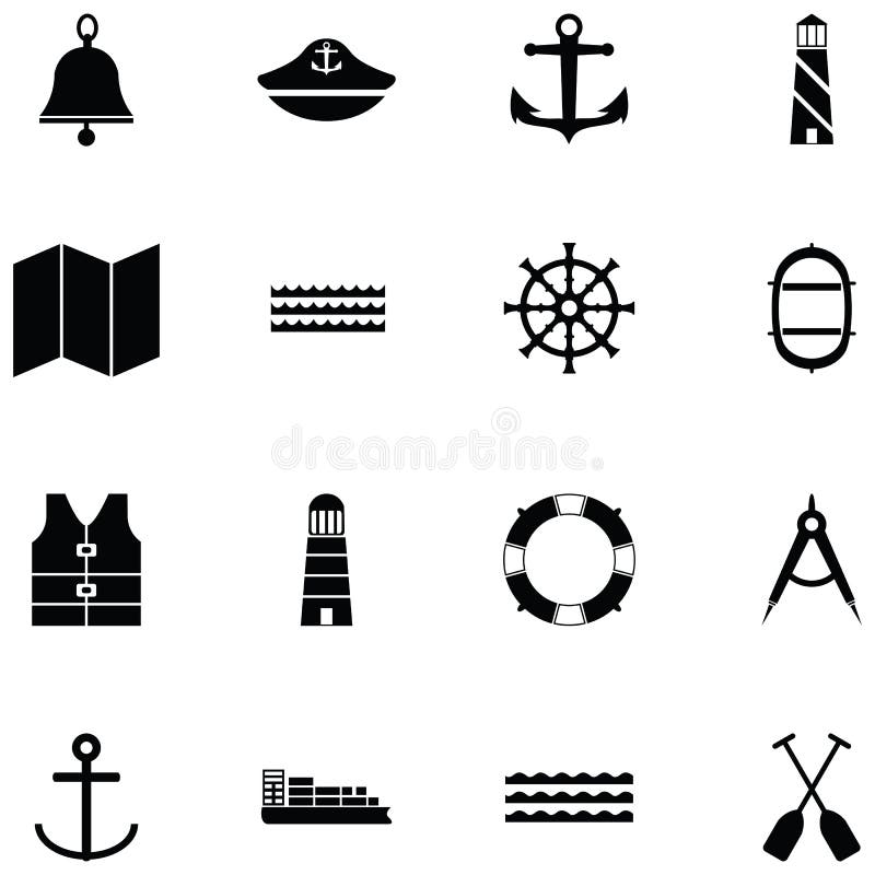 Nautical icon set stock vector. Illustration of ocean - 120569246