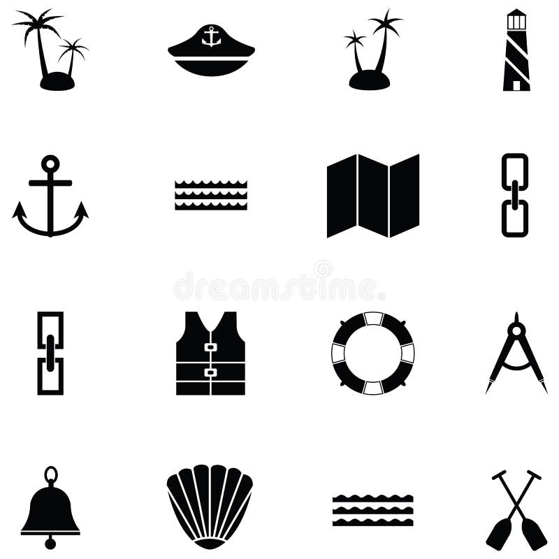 Nautical icon set stock vector. Illustration of compass - 123129915