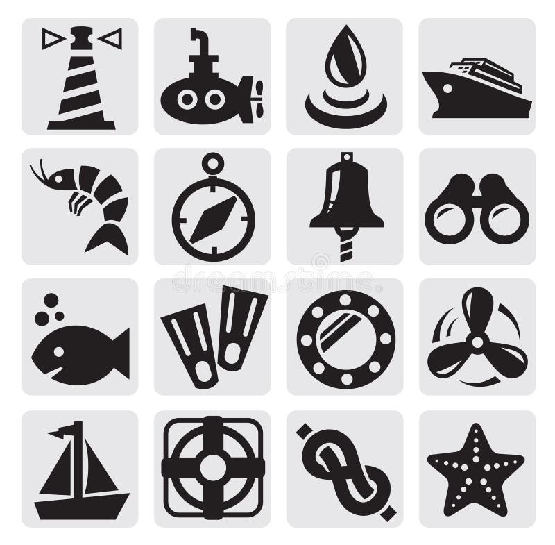 Nautical icons stock vector. Illustration of star, dolphin - 20643677