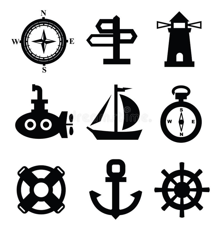 Black Nautical Icons Stock Illustrations – 8,152 Black Nautical Icons ...