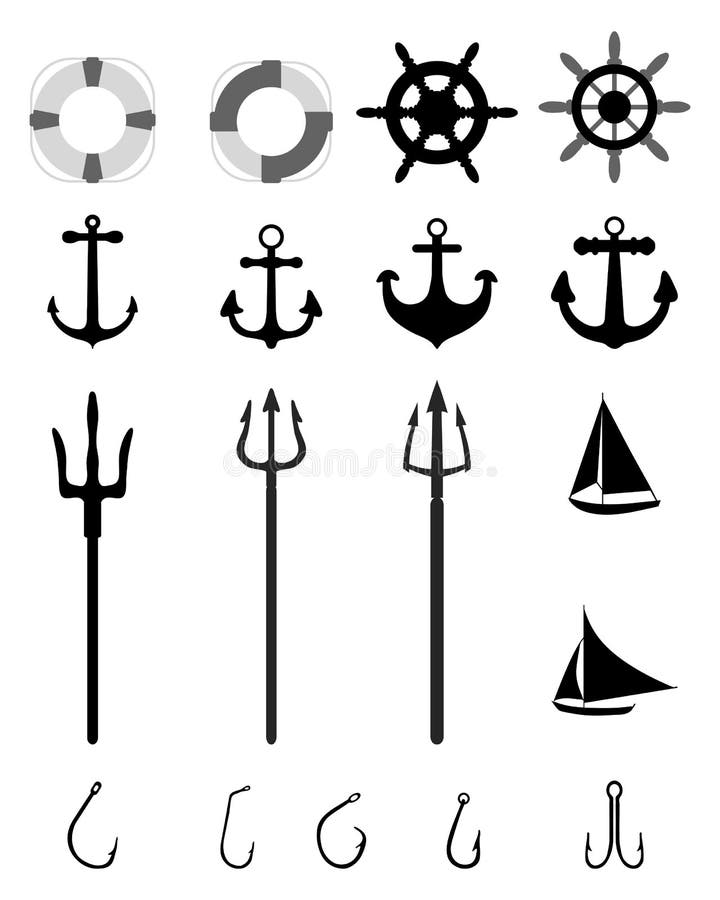 Trident, black silhouettes stock illustration. Illustration of oceanus ...