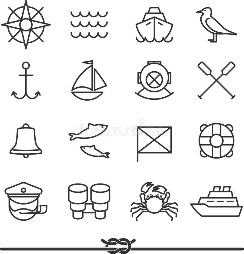 Nautical icons stock vector. Illustration of icons, pictogram - 49068922