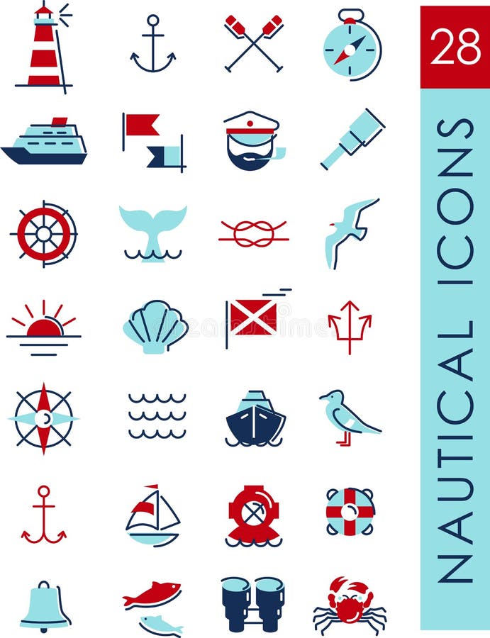 Nautical icons stock vector. Illustration of star, dolphin - 20643677