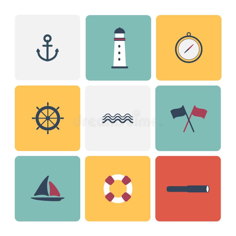 Nautical icons set. stock vector. Illustration of background - 49655495