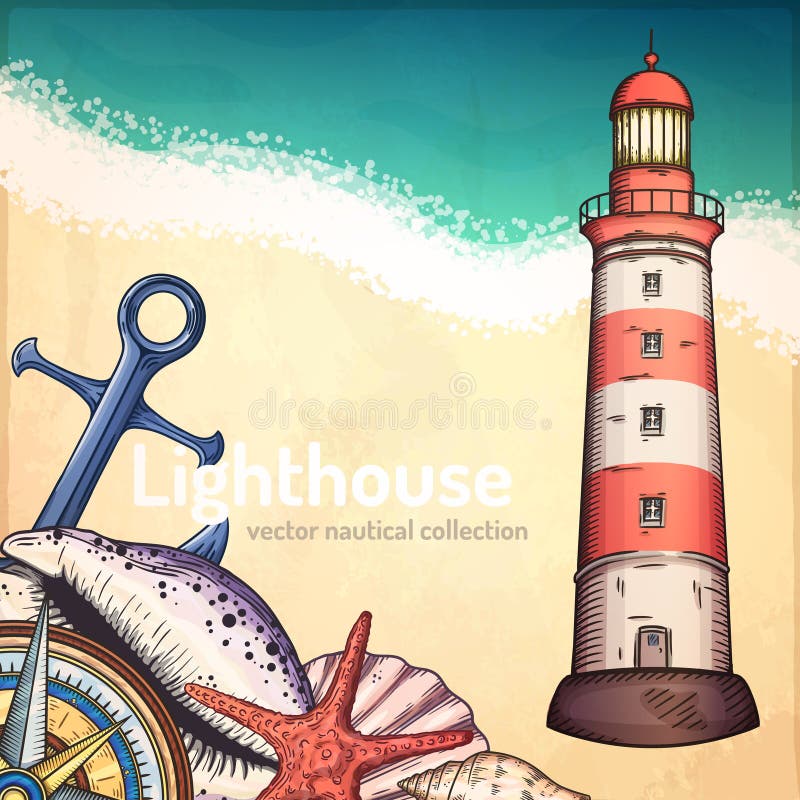 Nautical Illustrations Set. Stock Vector - Illustration of seashell ...