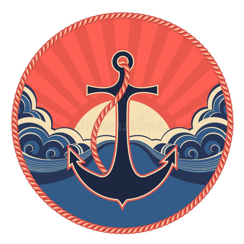 Nautical Anchor.Vintage Label Stock Vector - Illustration of ship ...
