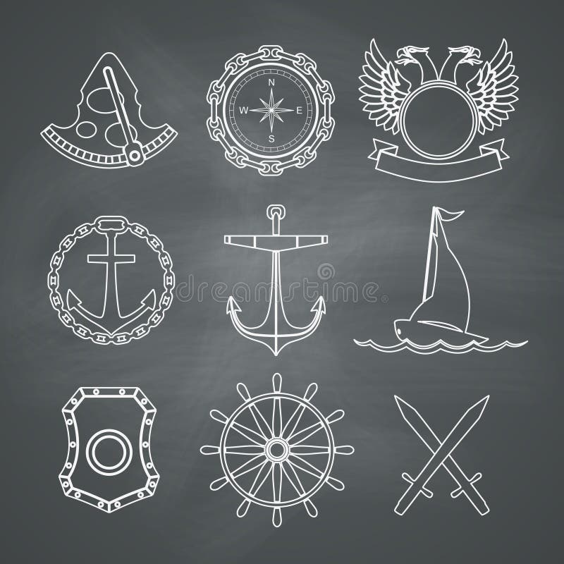 Nautical Labels, Icons and Design Elements Stock Vector - Illustration ...