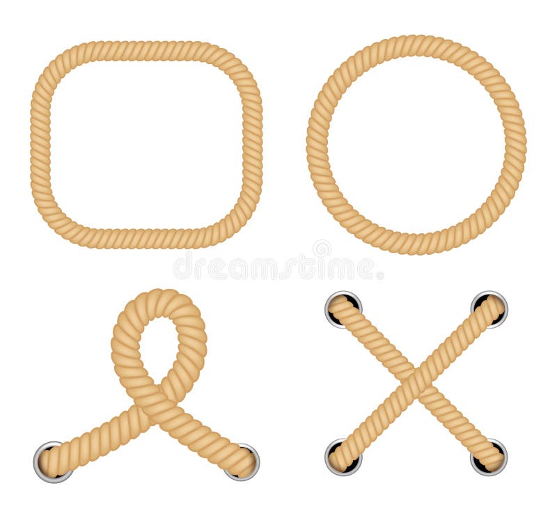 Nautical Loops. Vector Knots for Rope. Realistic Knot Round and Square ...